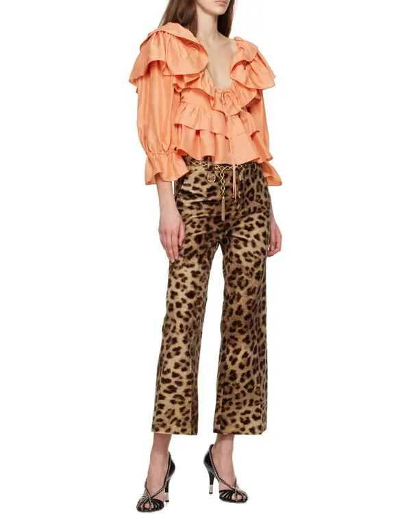 Chloé Leopard Print Cropped Flared Trousers