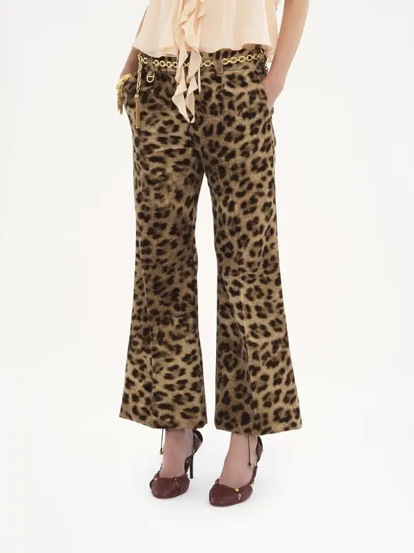 Chloé Leopard Print Cropped Flared Trousers