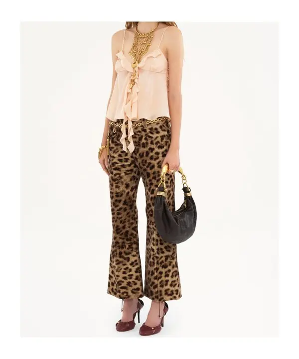 Chloé Leopard Print Cropped Flared Trousers