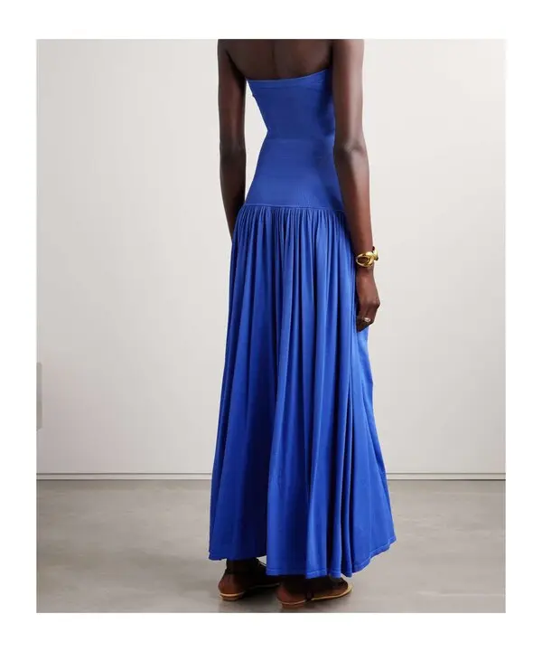 Zimmermann Strapless Ribbed Maxi Dress With Pleated Skirt