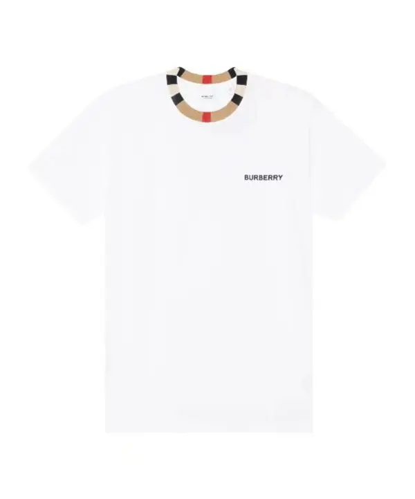 Burberry Check Round Collar T-shirt - White