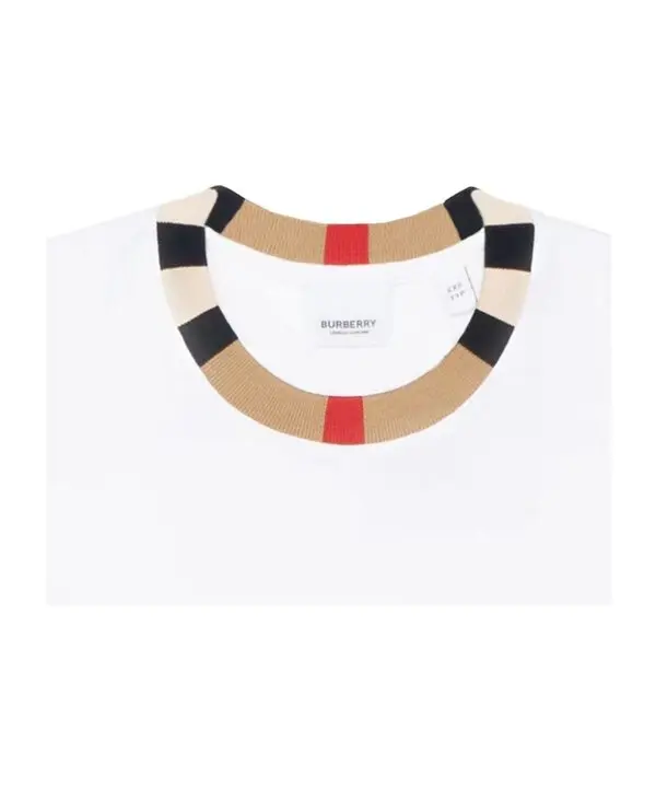 Burberry Check Round Collar T-shirt - White