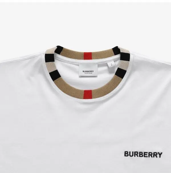 Burberry Check Round Collar T-shirt - White
