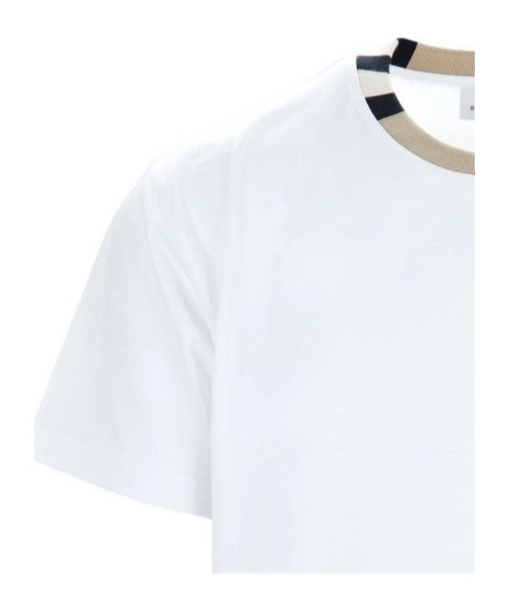 Burberry Check Round Collar T-shirt - White