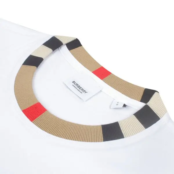 Burberry Check Round Collar T-shirt - White