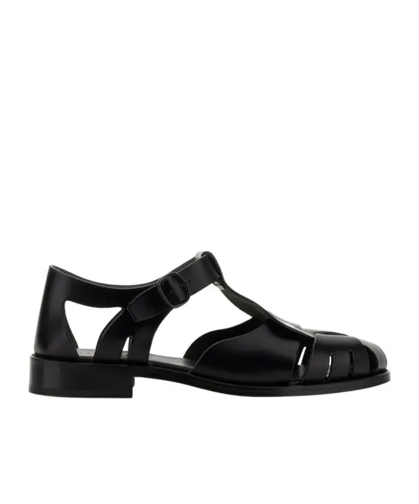 Hereu Pesca Cut-out Leather Sandals - Black