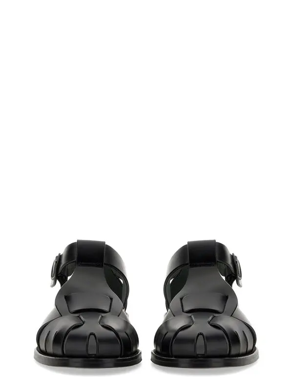 Hereu Pesca Cut-out Leather Sandals - Black