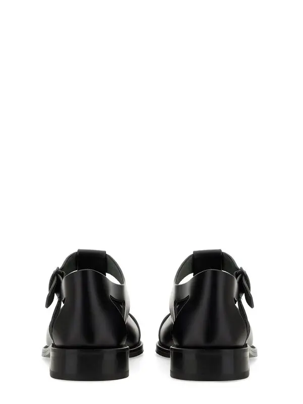 Hereu Pesca Cut-out Leather Sandals - Black