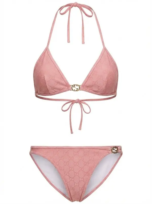 Gucci Gg Stretch Jersey Bikini With Interlocking G Detail - Light Pink