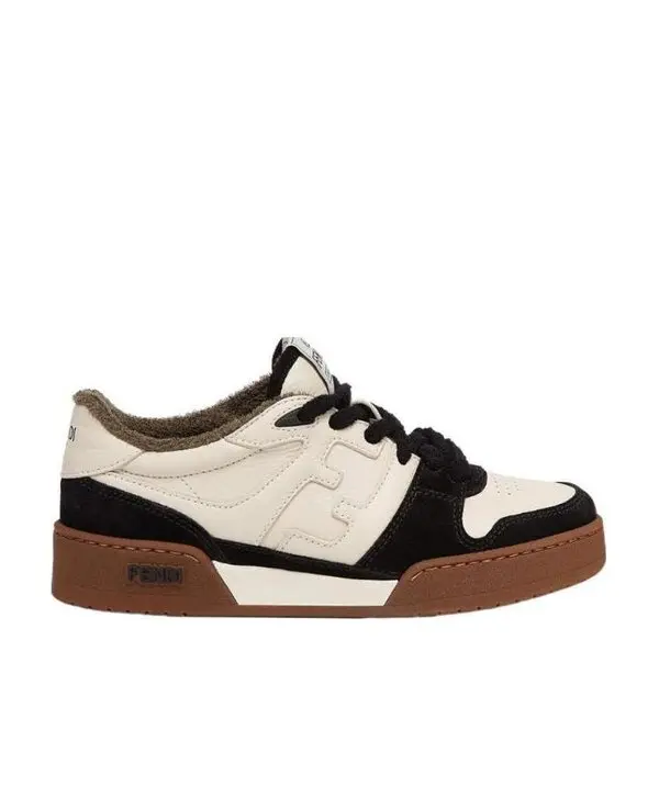 Fendi Match Lace-up Sneakers In Suede - Brown