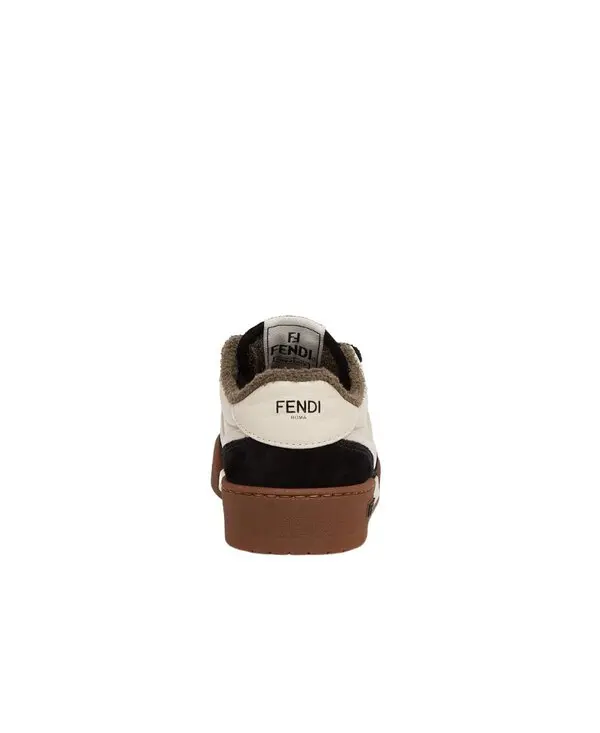 Fendi Match Lace-up Sneakers In Suede - Brown