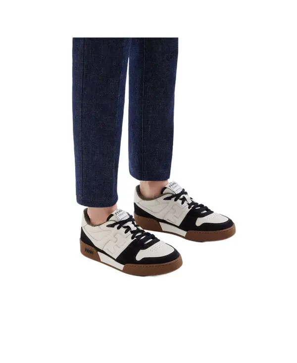 Fendi Match Lace-up Sneakers In Suede - Brown
