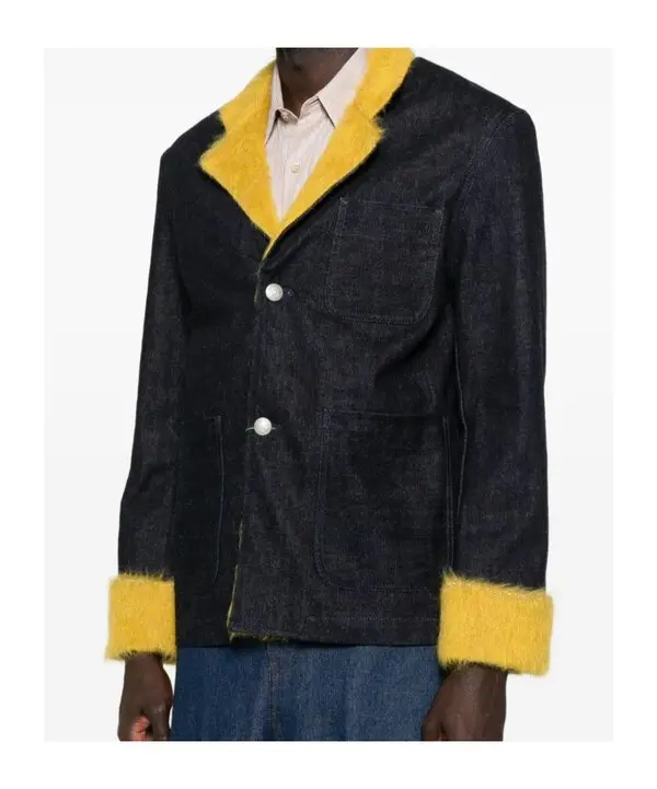 Kenzo Fur Tailored Jacket In Japanese Denim