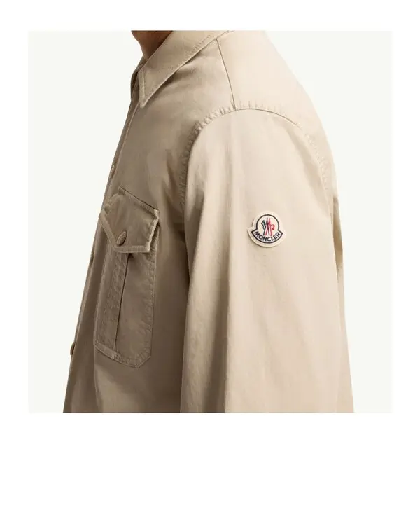 Moncler Cotton Blend Gabardine Long Sleeve Shirt - Light Beige