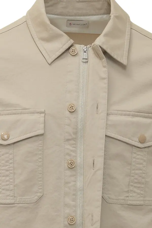 Moncler Cotton Blend Gabardine Long Sleeve Shirt