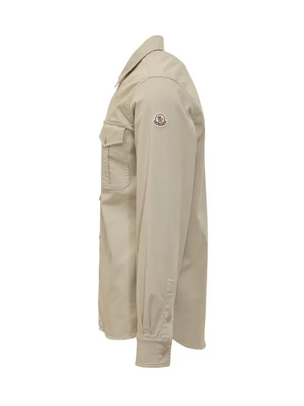 Moncler Cotton Blend Gabardine Long Sleeve Shirt