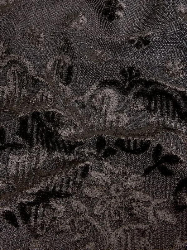 Etro Floral Jacquard Velvet V-neck Long Sleeve Dress - Black