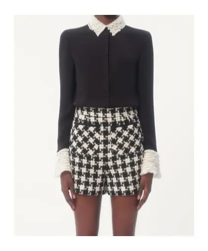 Valentino Garavani Long-sleeve Georgette Blouse With Lace Ruffles