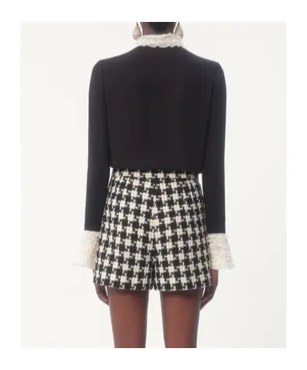 Valentino Garavani Long-sleeve Georgette Blouse With Lace Ruffles