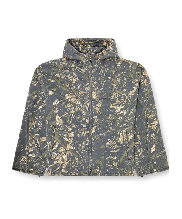 DIESEL® J-lint Jacket With Drawstring Hood And Zipper Pockets - Green/brown