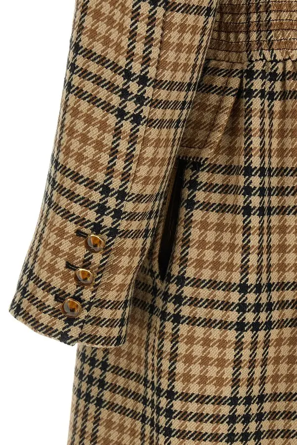 Valentino Garavani Checked Long-sleeved Double-breasted Coat