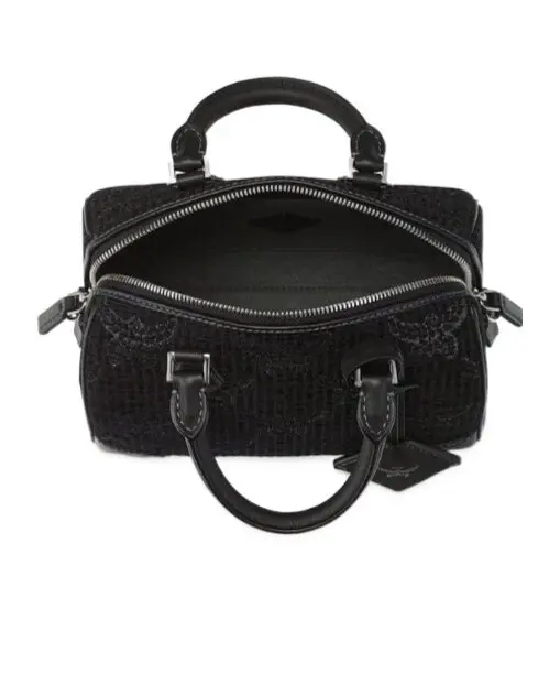 Mcm Lauretos Monogram Lurex Jacquard Top Handle Bag