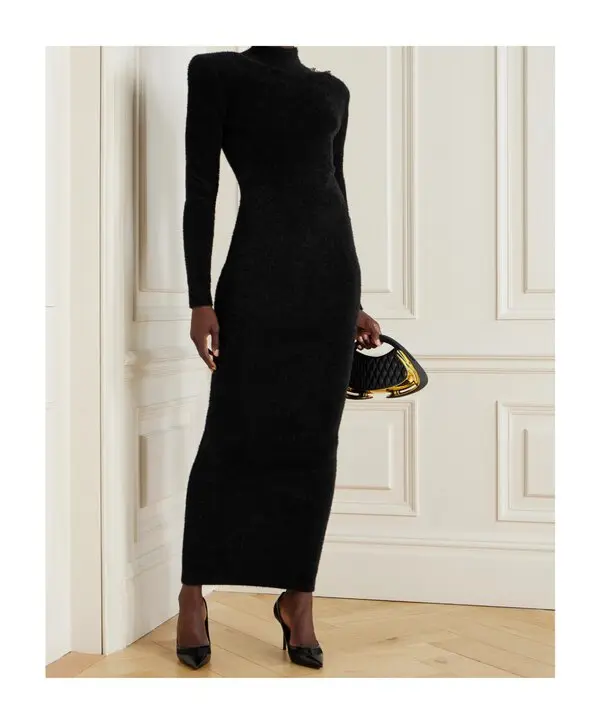 Balmain Long Sleeve Dress With Open Back