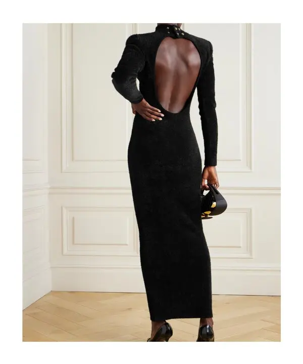 Balmain Long Sleeve Dress With Open Back