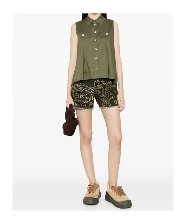 TWINSET Sleeveless Pleated Patch-pocket Shirt