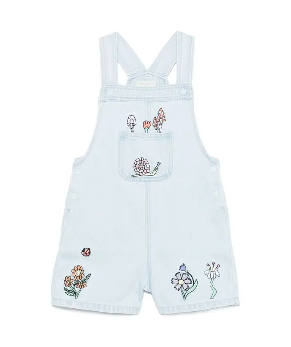 Stella McCartney Embroidered Denim Suspenders - Light Blu