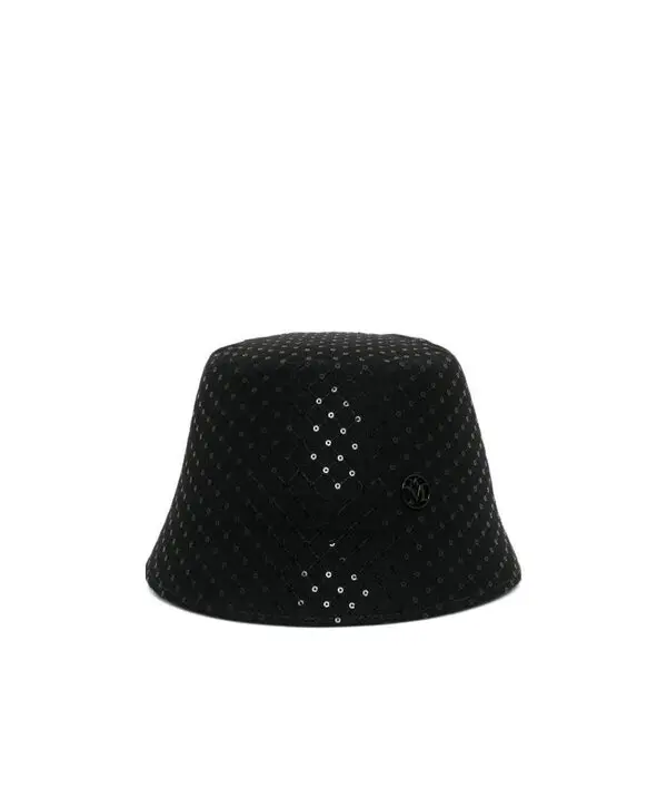 MAISON MICHEL Sequined Bucket Hat - Black