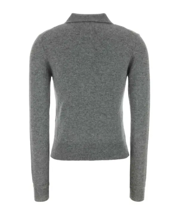 JIL SANDER Long Sleeve Knitted Polo Top - Gray