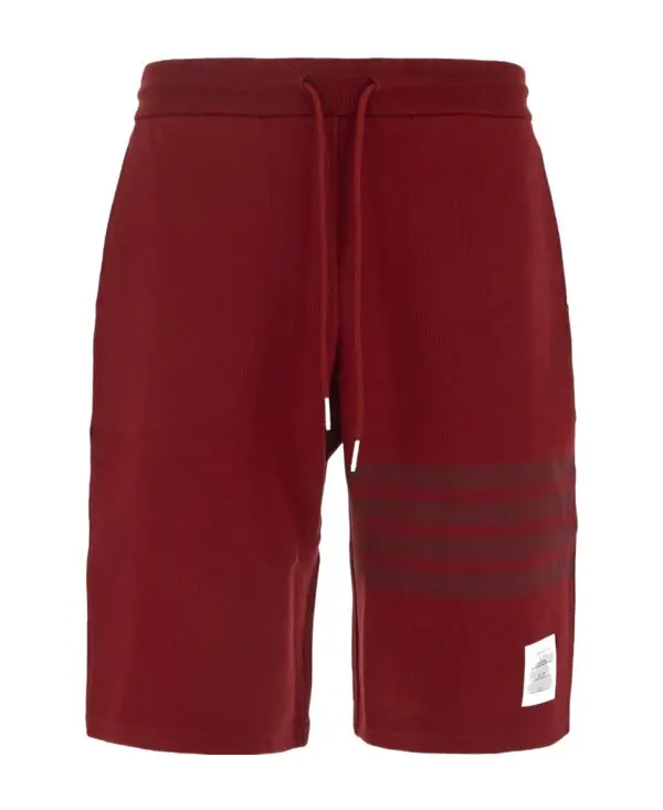 Thom Browne Double-sided Knitted Sports Shorts With Signature Stripes - Red