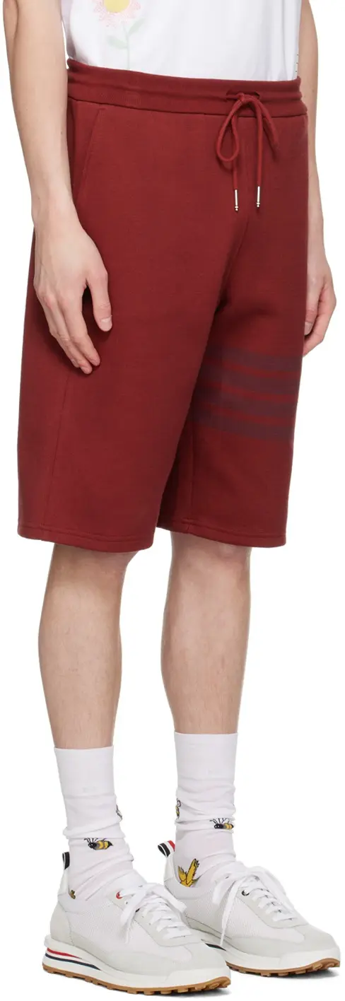 Thom Browne Double-sided Knitted Sports Shorts With Signature Stripes - Red