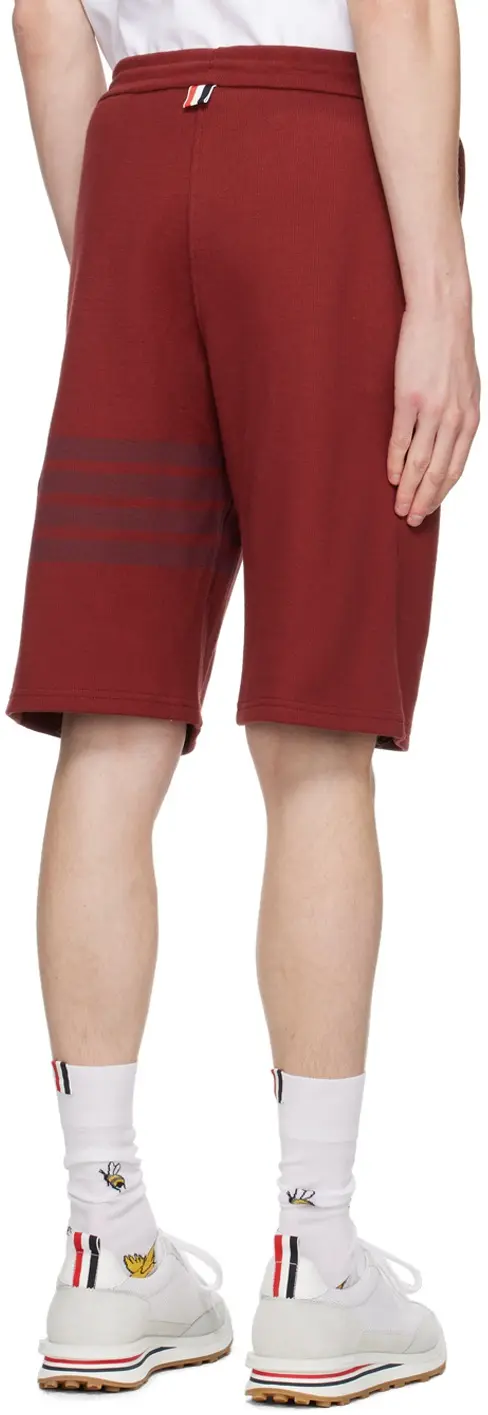 Thom Browne Double-sided Knitted Sports Shorts With Signature Stripes - Red