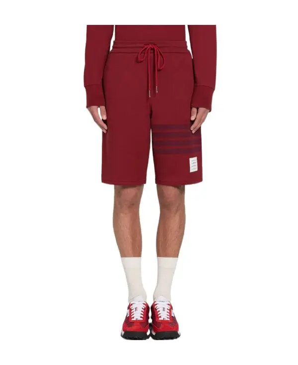 Thom Browne Double-sided Knitted Sports Shorts With Signature Stripes - Red