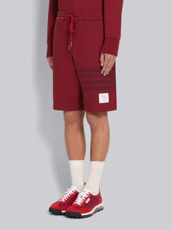 Thom Browne Double-sided Knitted Sports Shorts With Signature Stripes - Red