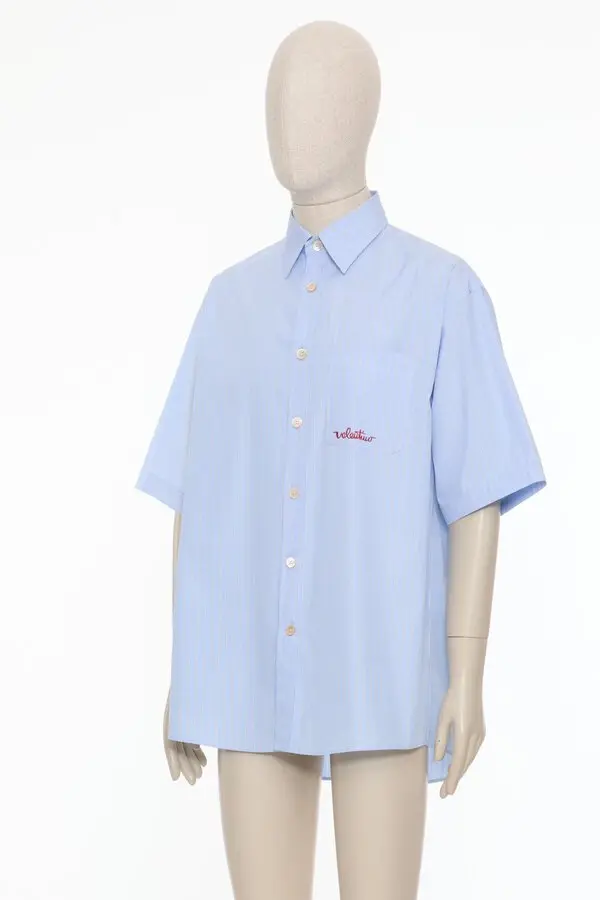 Valentino Garavani Embroidered Cotton Shirt - Blue