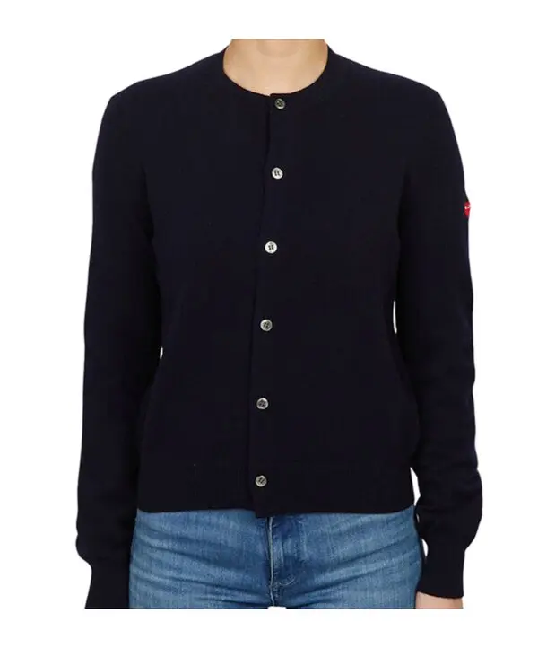 Play Comme Des Garcon Long Sleeve Cardigan - Black