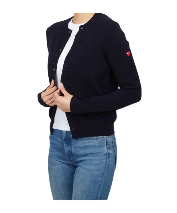 Play Comme Des Garcon Long Sleeve Cardigan - Black