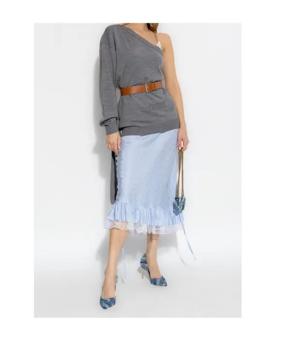 Moschino Asymmetrical Long Sleeve Knitted Top - Gray