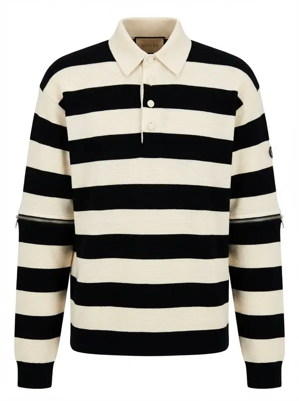 Gucci Logo Patch Striped Polo Shirt