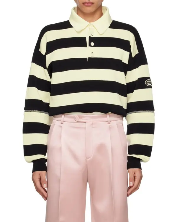Gucci Logo Patch Striped Polo Shirt
