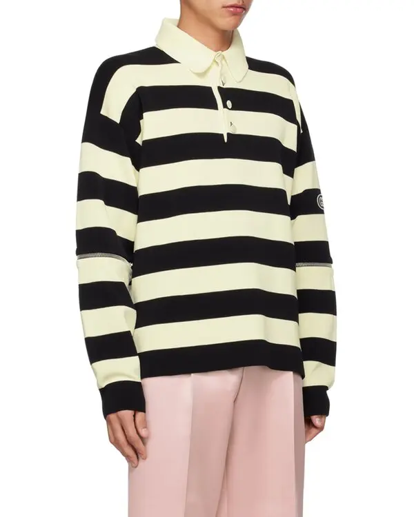 Gucci Logo Patch Striped Polo Shirt