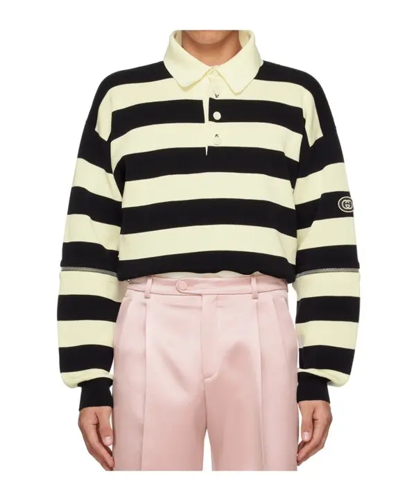 Gucci Logo Patch Striped Polo Shirt