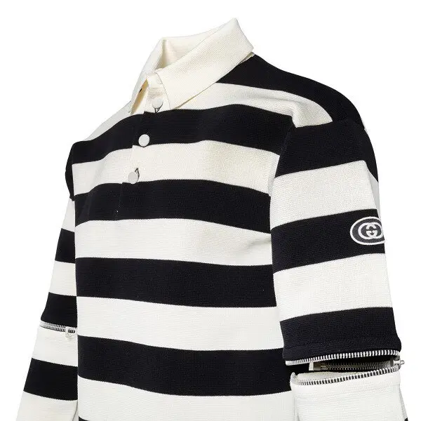 Gucci Logo Patch Striped Polo Shirt