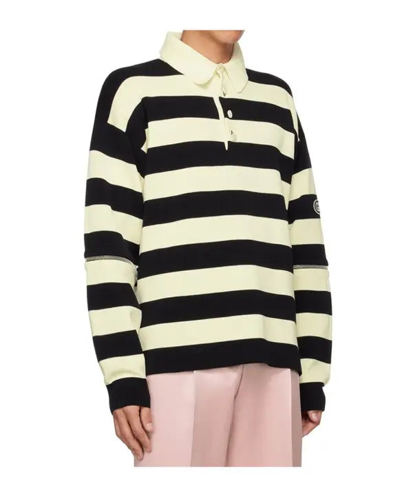 Gucci Logo Patch Striped Polo Shirt