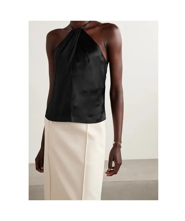 NILI LOTAN Edwige Pleated Halter Camisole