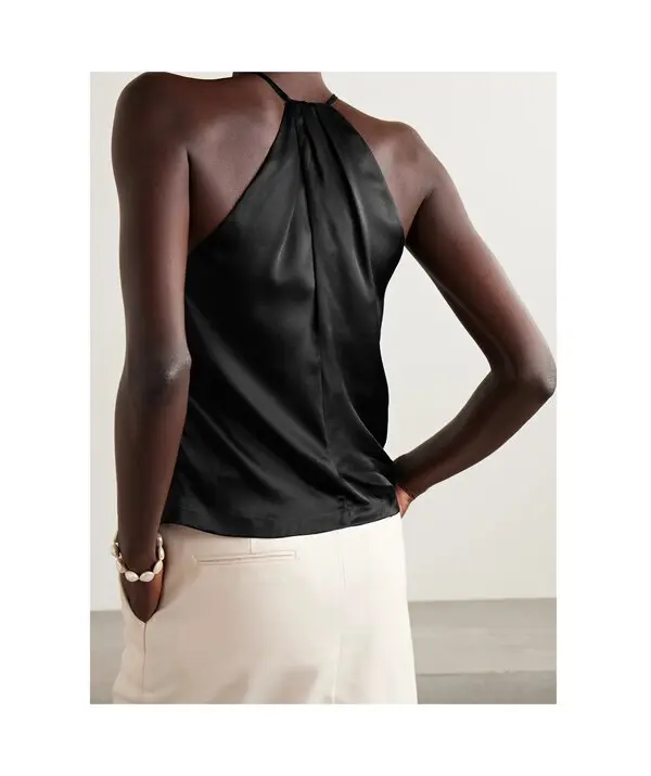 NILI LOTAN Edwige Pleated Halter Camisole