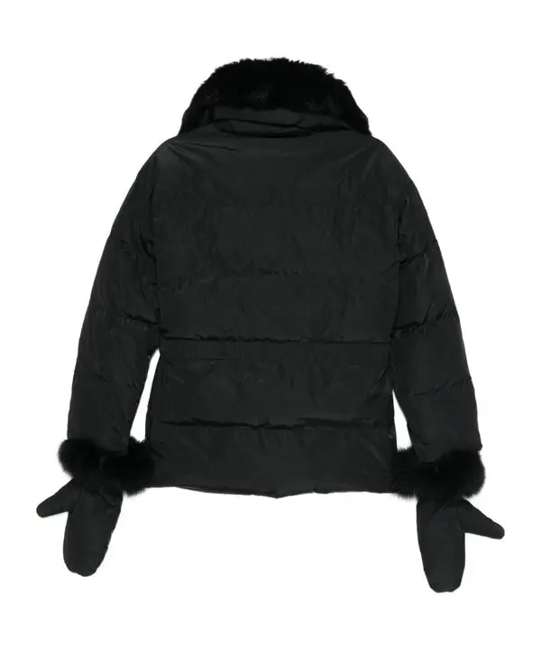 YVES SALOMON Quilted Down Jacket With Fur Trim And Drawstring Waist - Black